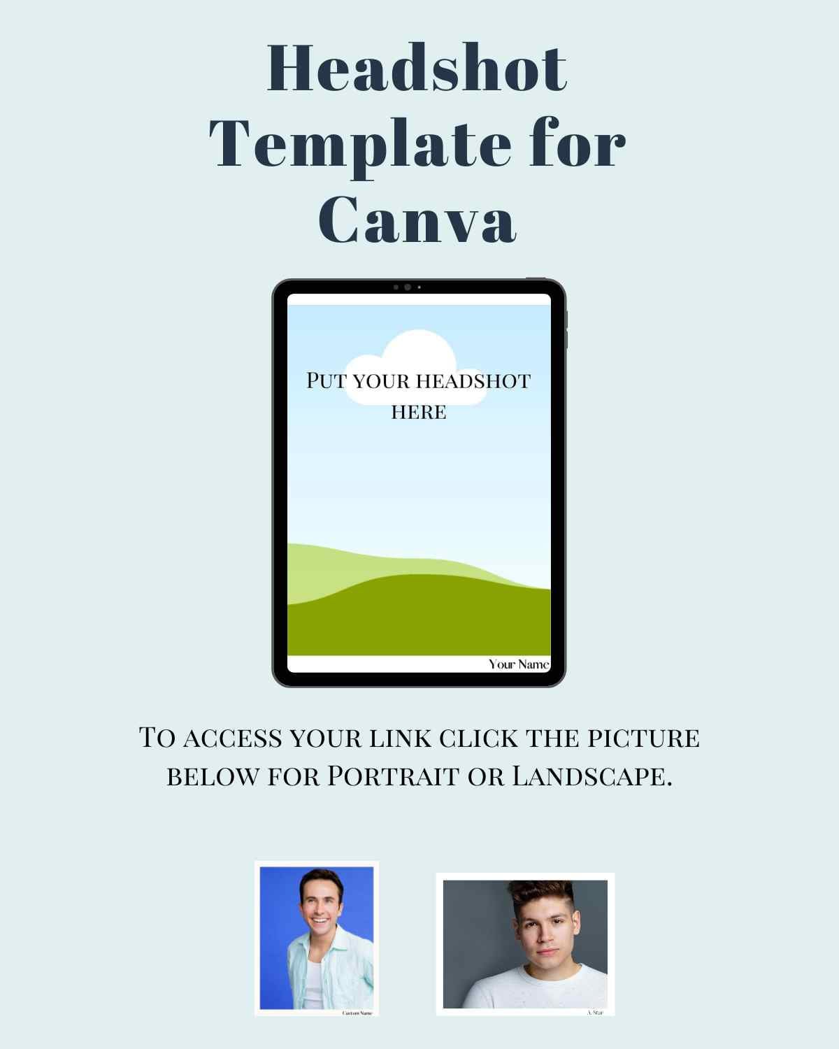 Editable Digital Headshot Canvas Template Name Headshot Border With ...