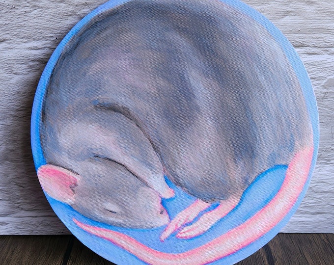 Pet Rat Painting, Cute Rat Art, Hand Painted Canvas Art, Gift for Rat ...