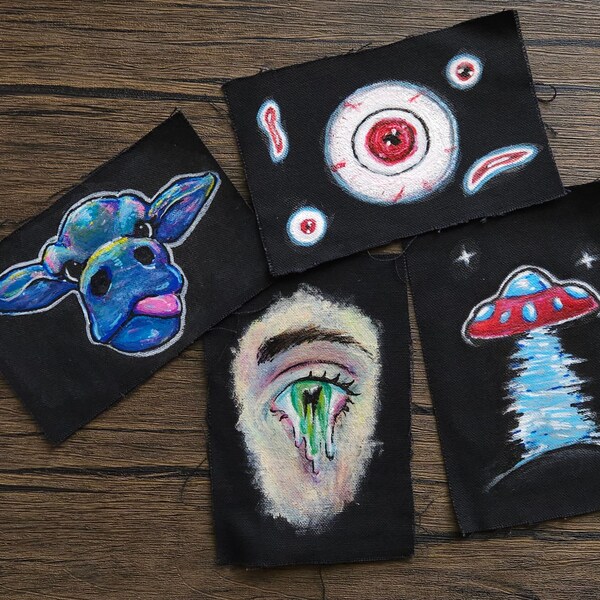 Hand Painted Patches, Small Painting on Canvas Raw - Etsy