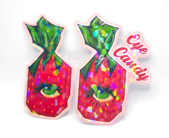 Eye Candy Stickers Strawberry Candy Pop Art Holographic | Etsy