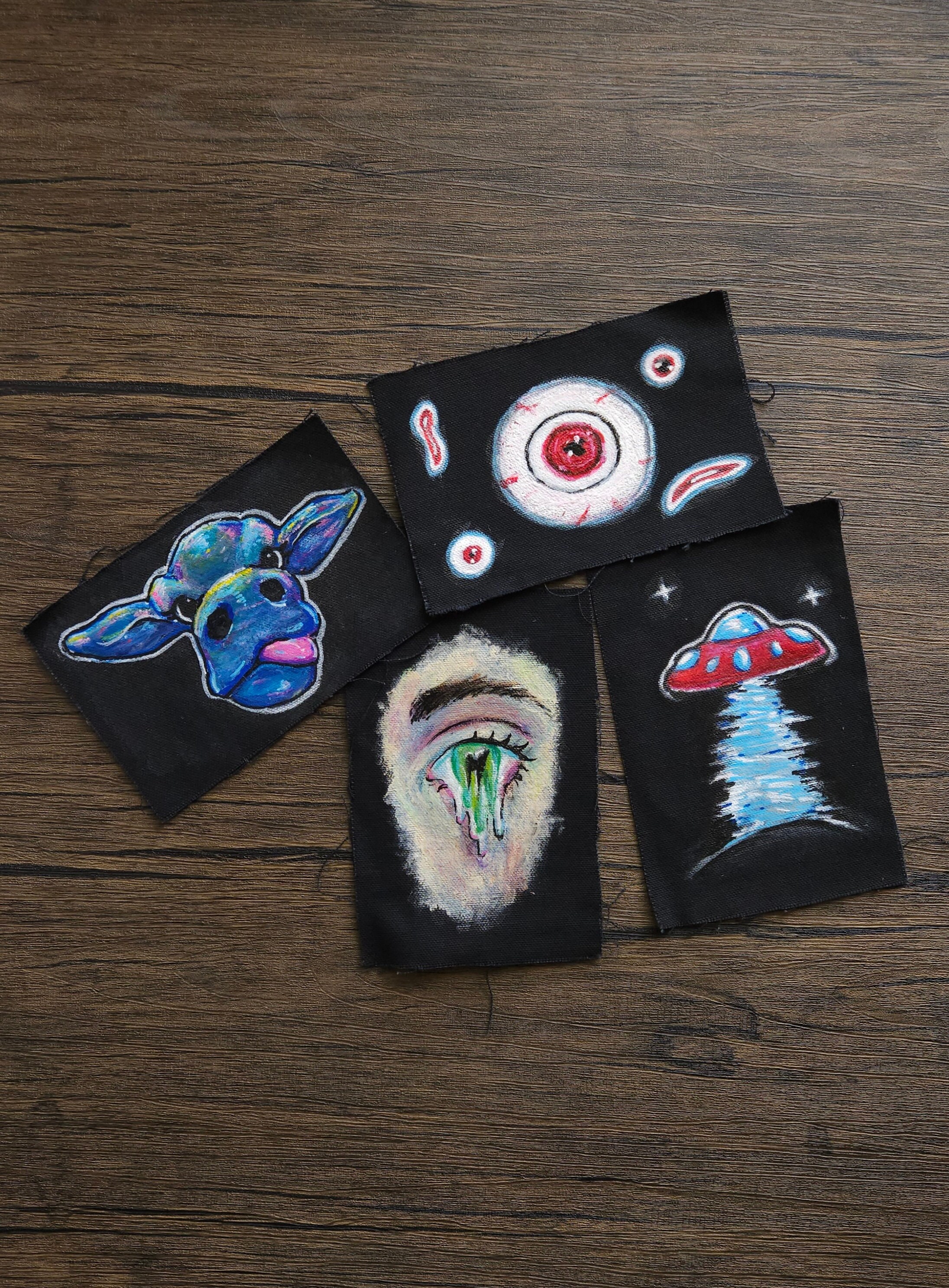 Hand Painted Patches Small Painting on Canvas Raw - Etsy