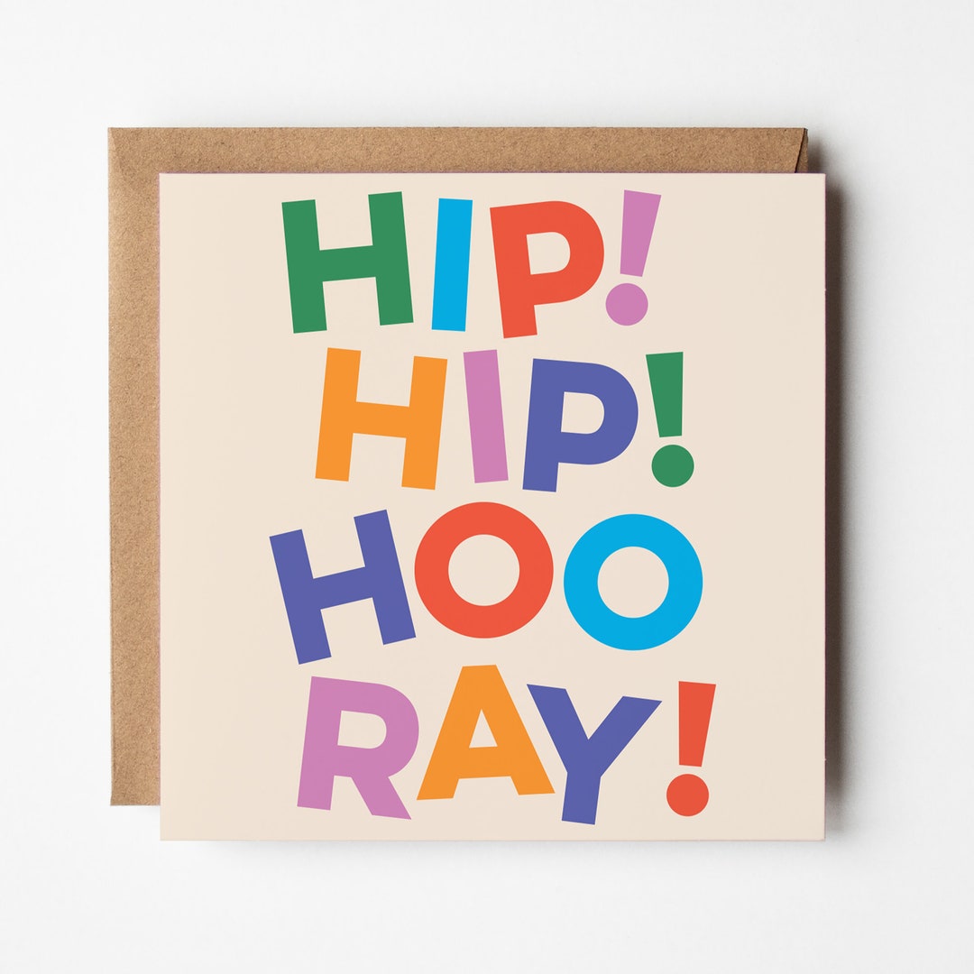 Hip Hip Hooray Card: Colorful Celebration Greetings - Etsy