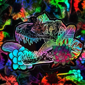 Tyrannosaurus Rex Holographic Sticker, 4x3in | Dinosaur Sticker, Dino ...