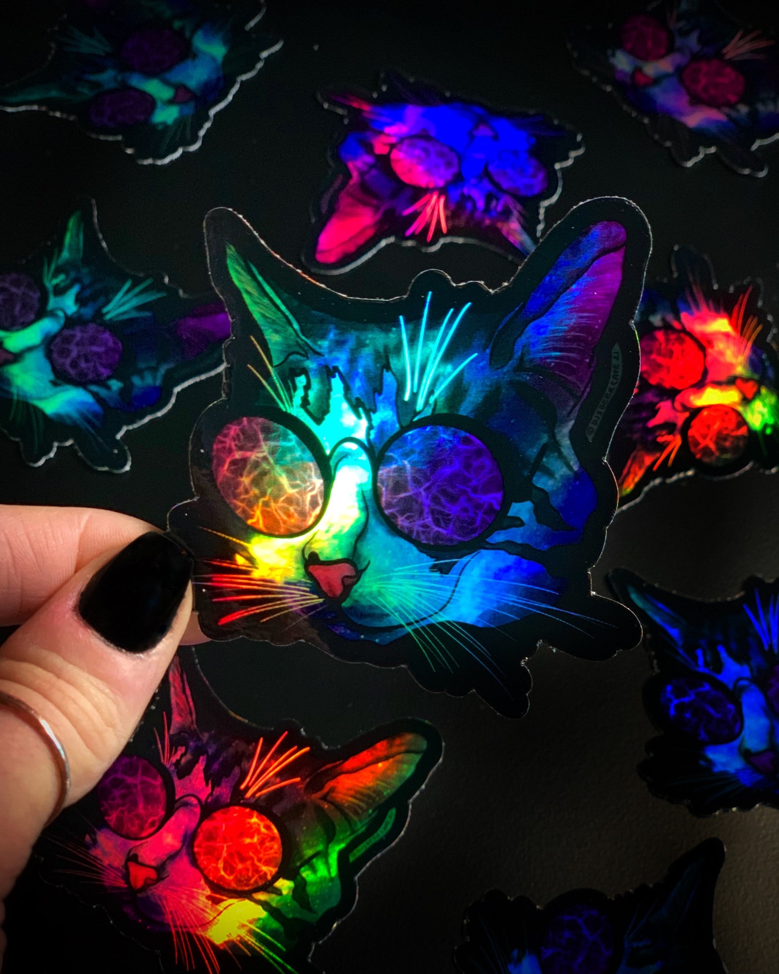 Space Cat Holographic Sticker Cat Sticker Galaxy Sticker | Etsy