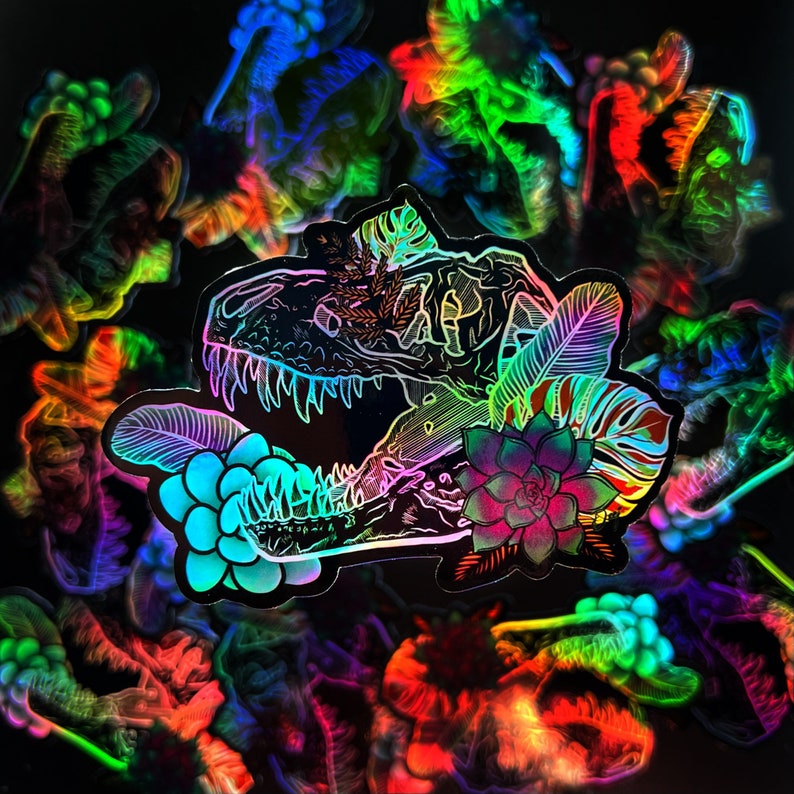 Tyrannosaurus Rex (t-rex) Dinosaur Fossil Sticker: Holographic ...