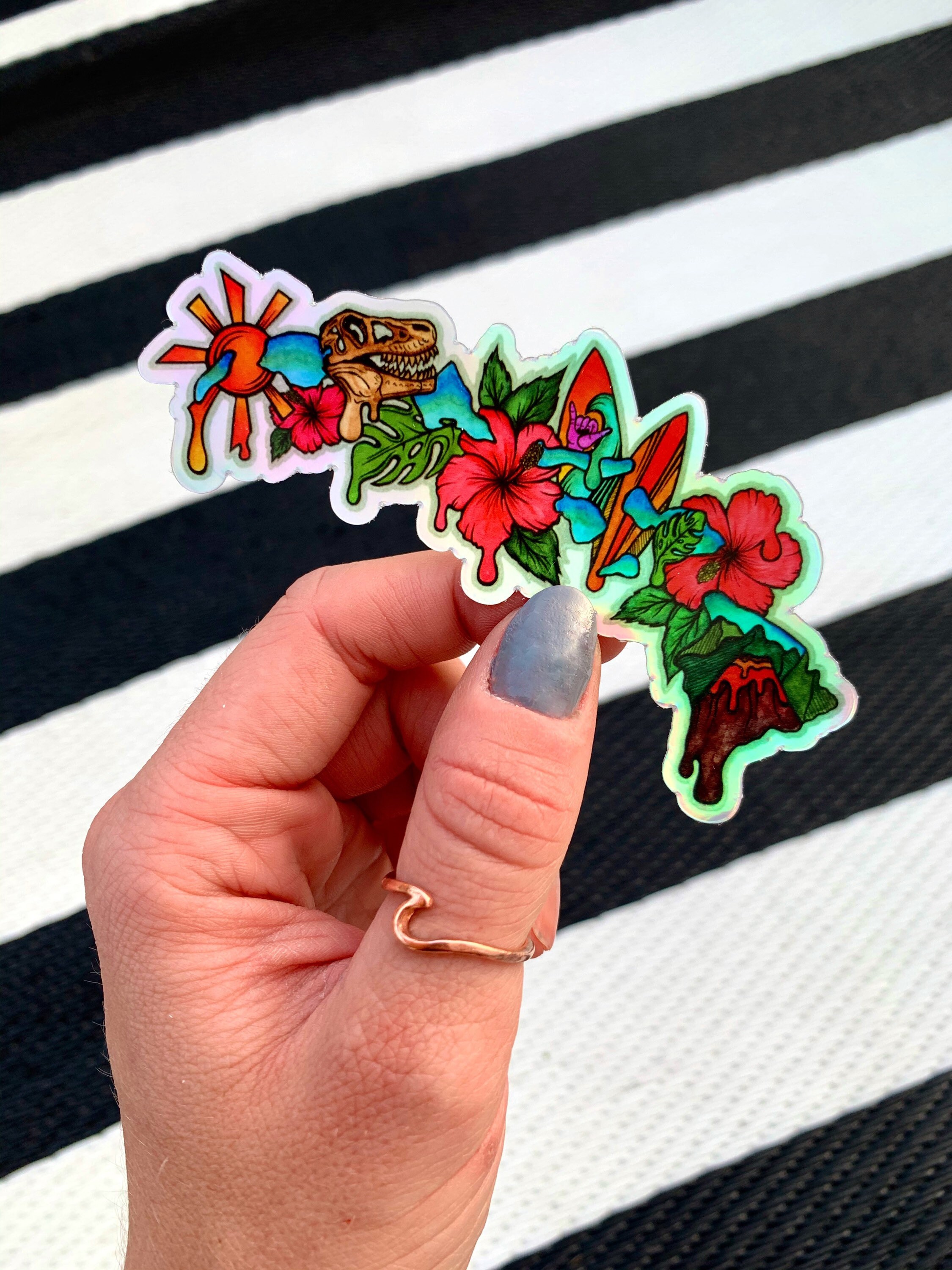 Hawaii Holographic Sticker HI Sticker Island Sticker | Etsy