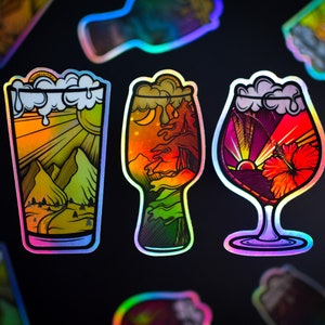 Porter Beer Holographic Sticker, Beer Sticker, Beer Decor, Hops Art ...