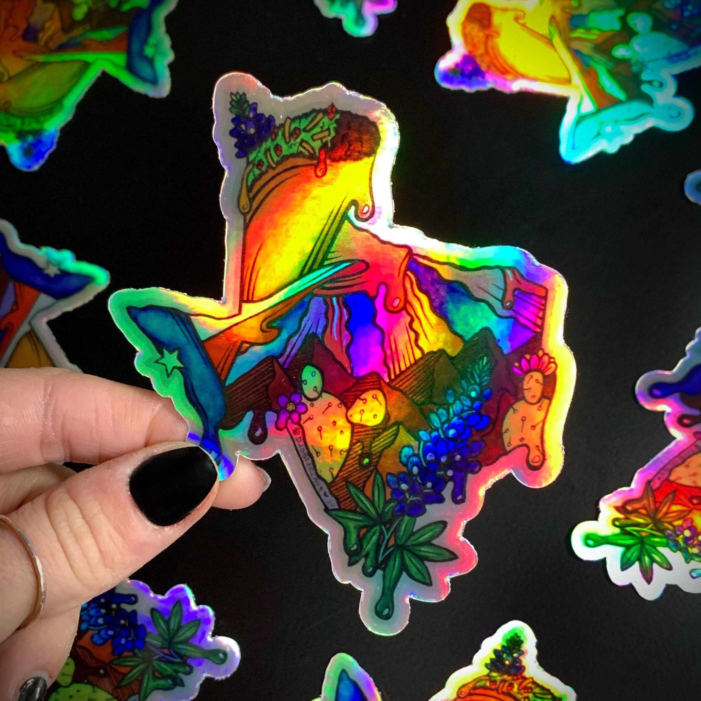 Texas Holographic Sticker Taco Sticker Texas Print Texas Art Longhorns ...