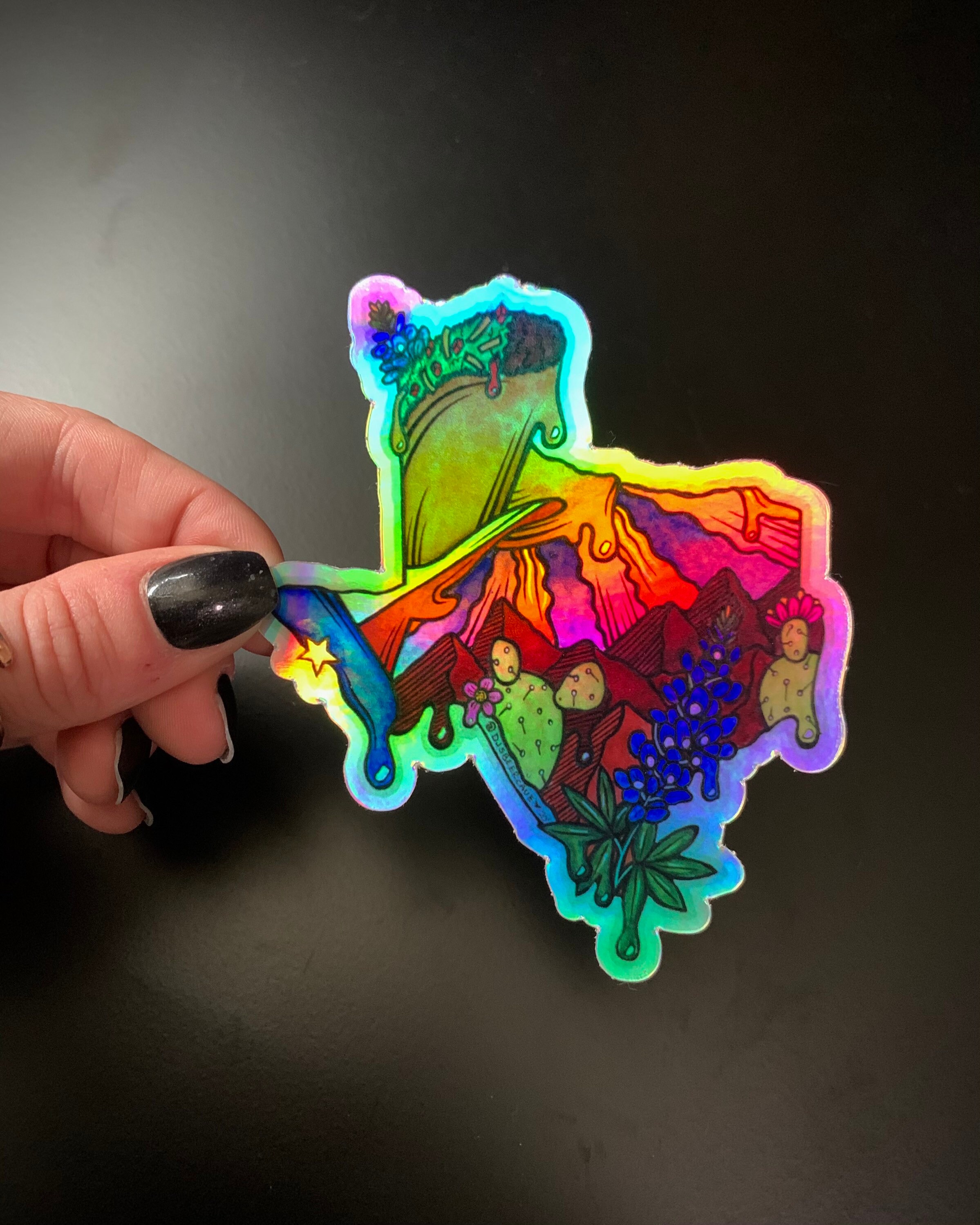 Texas Holographic Sticker TX Sticker Texas Art Texas Print | Etsy