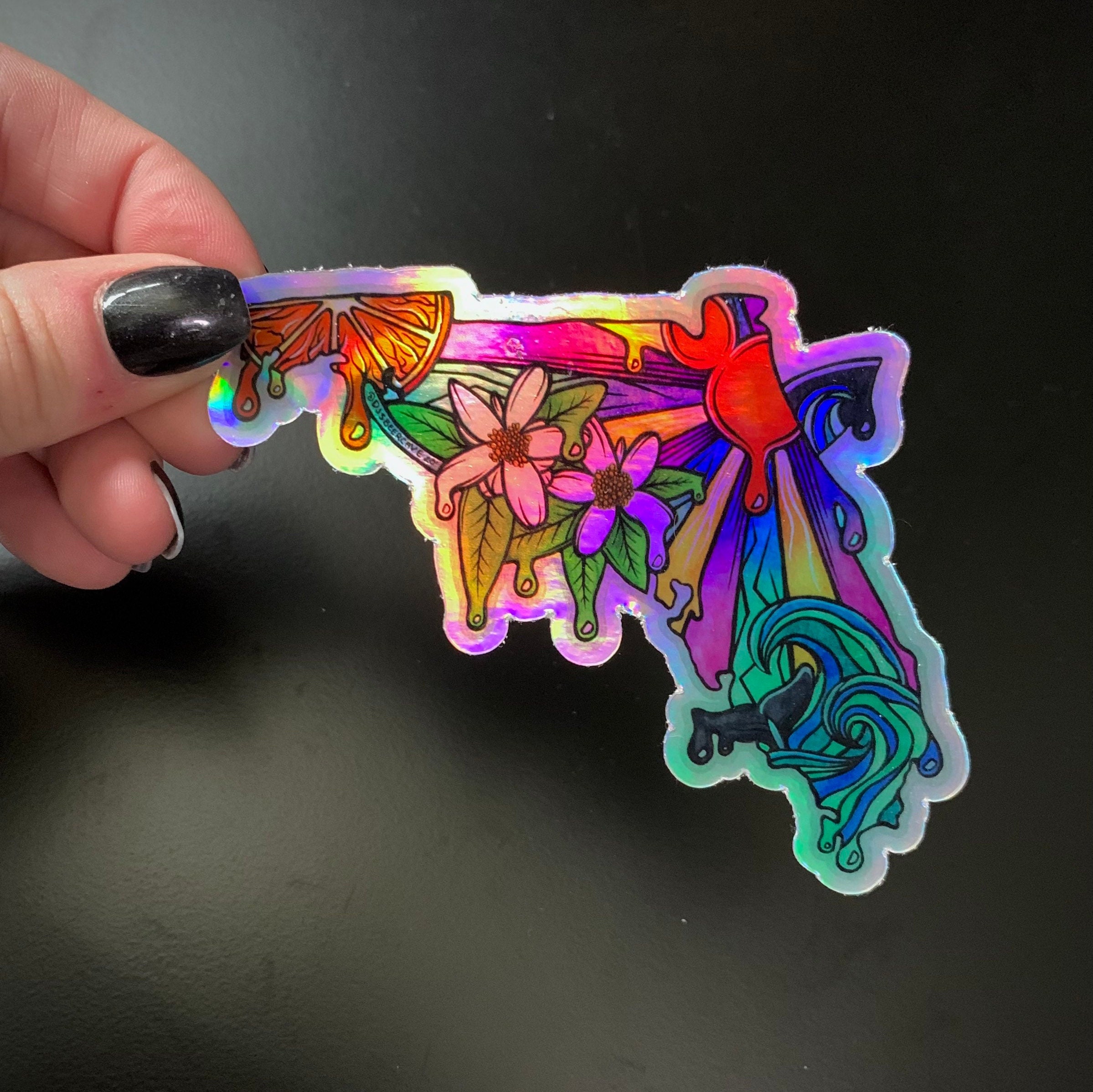 Florida Holographic Sticker Fl Sticker Waterproof Sticker - Etsy