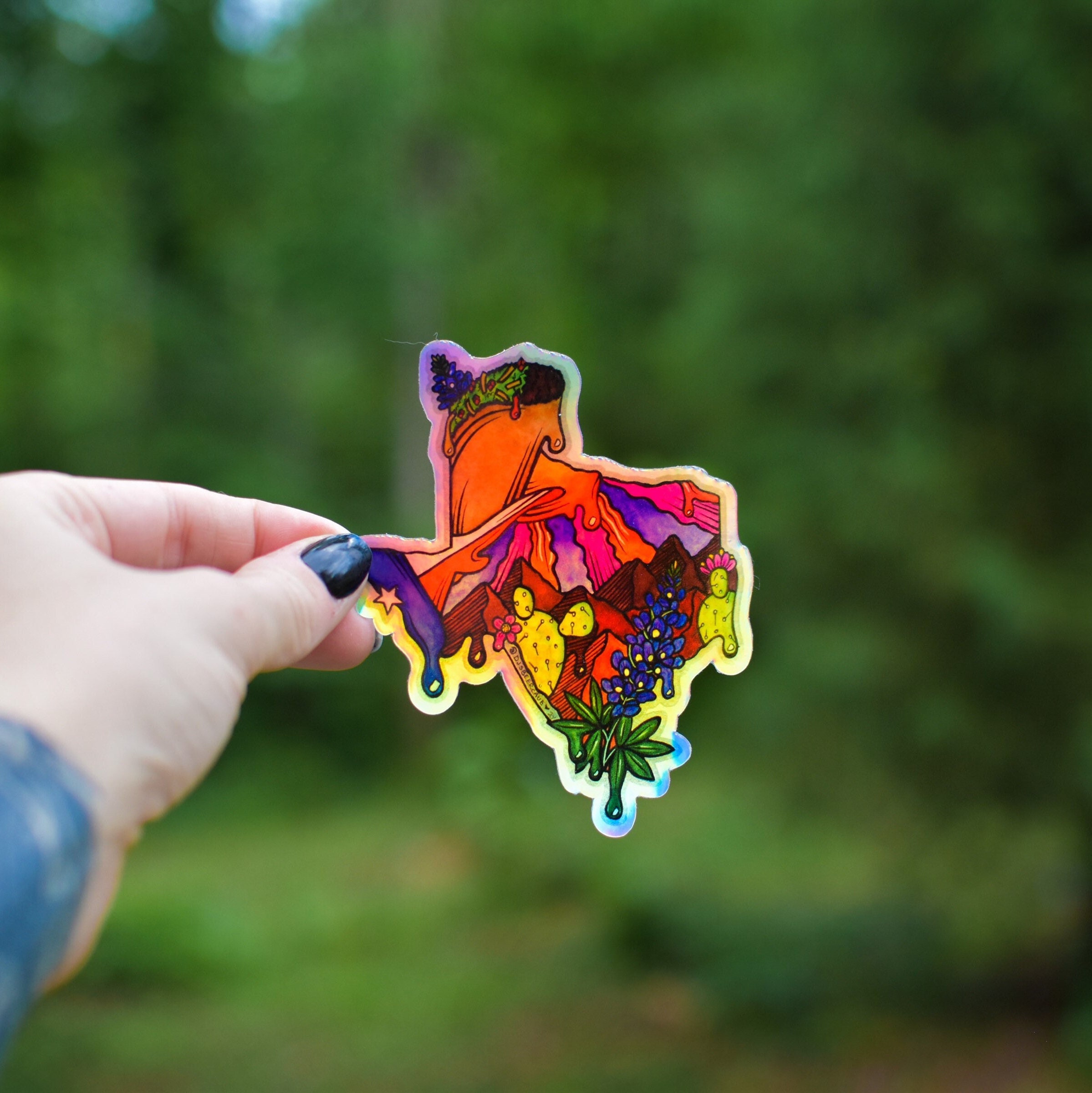 Texas Holographic Sticker TX Sticker Texas Art Texas Print - Etsy