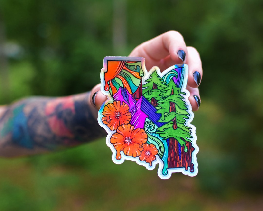 CALIFORNIA 4” Holographic Sticker,ca Sticker, Waterproof, Trendy ...