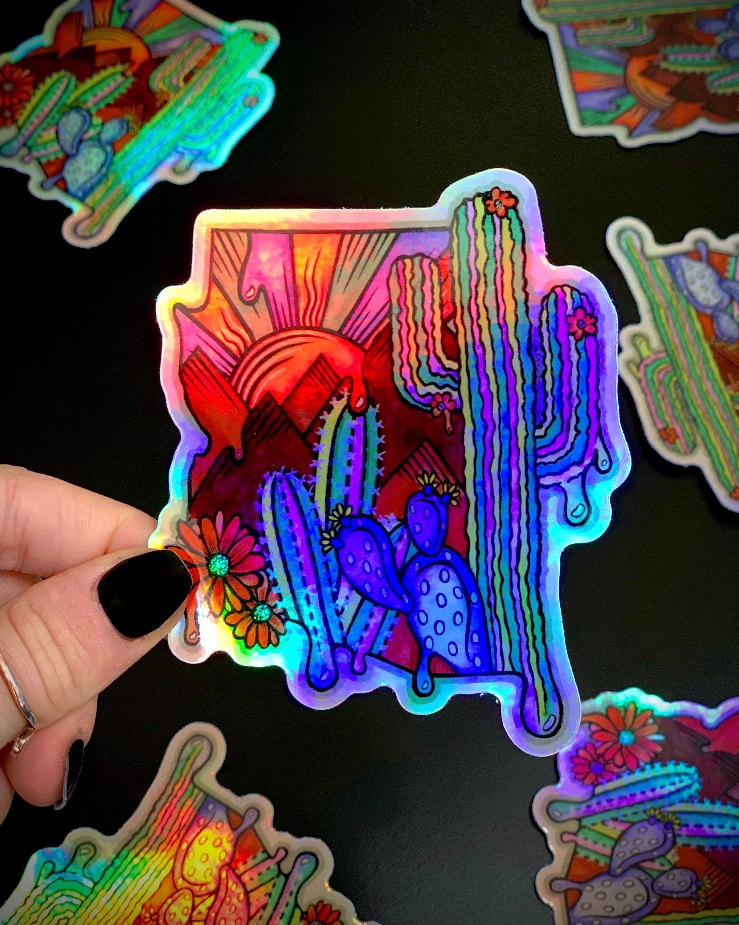 Arizona Holographic Sticker AZ Sticker Zona Cactus Sticker | Etsy