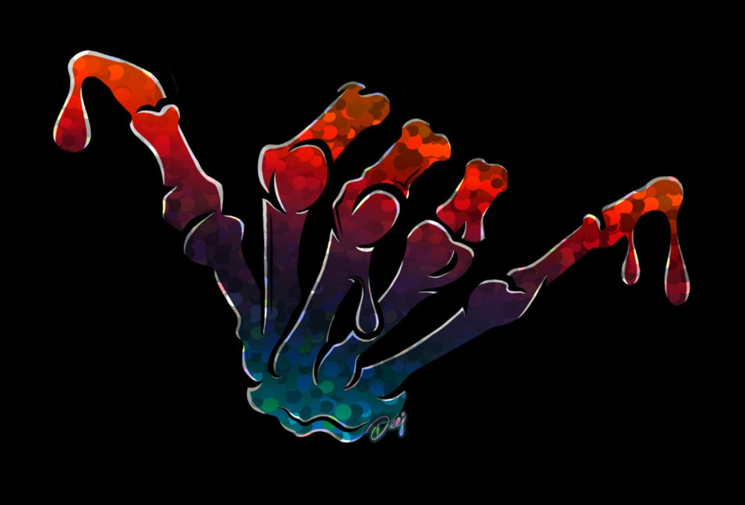 Hang Loose Holographic Sticker, Skeleton Art, Skeleton Decor, Skeleton ...