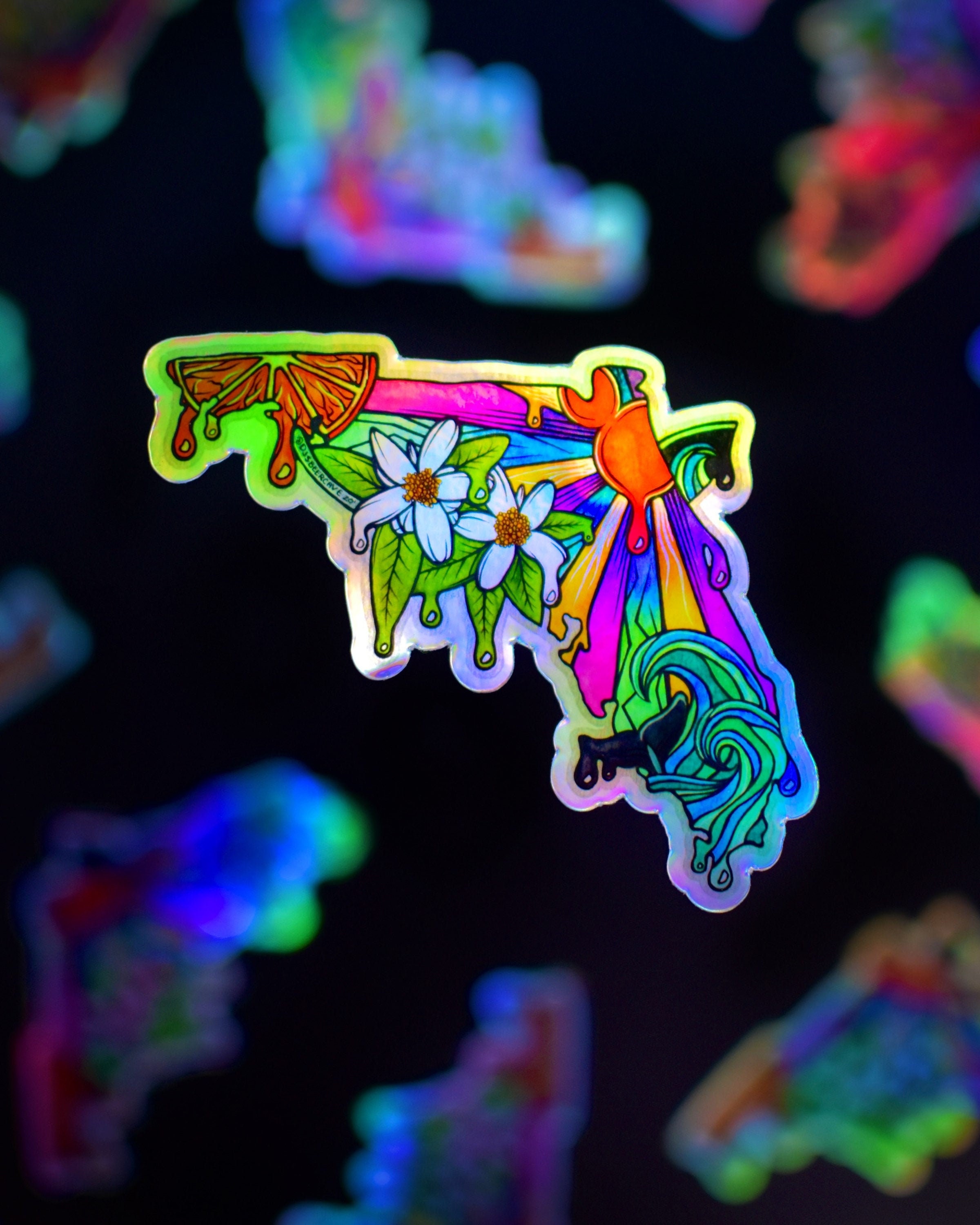 FLORIDA Holographic Sticker Fl Sticker Waterproof Sticker | Etsy