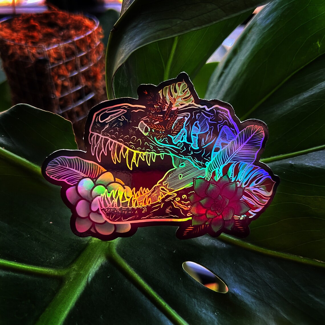 Tyrannosaurus Rex Holographic Sticker 4x3in Dinosaur | Etsy