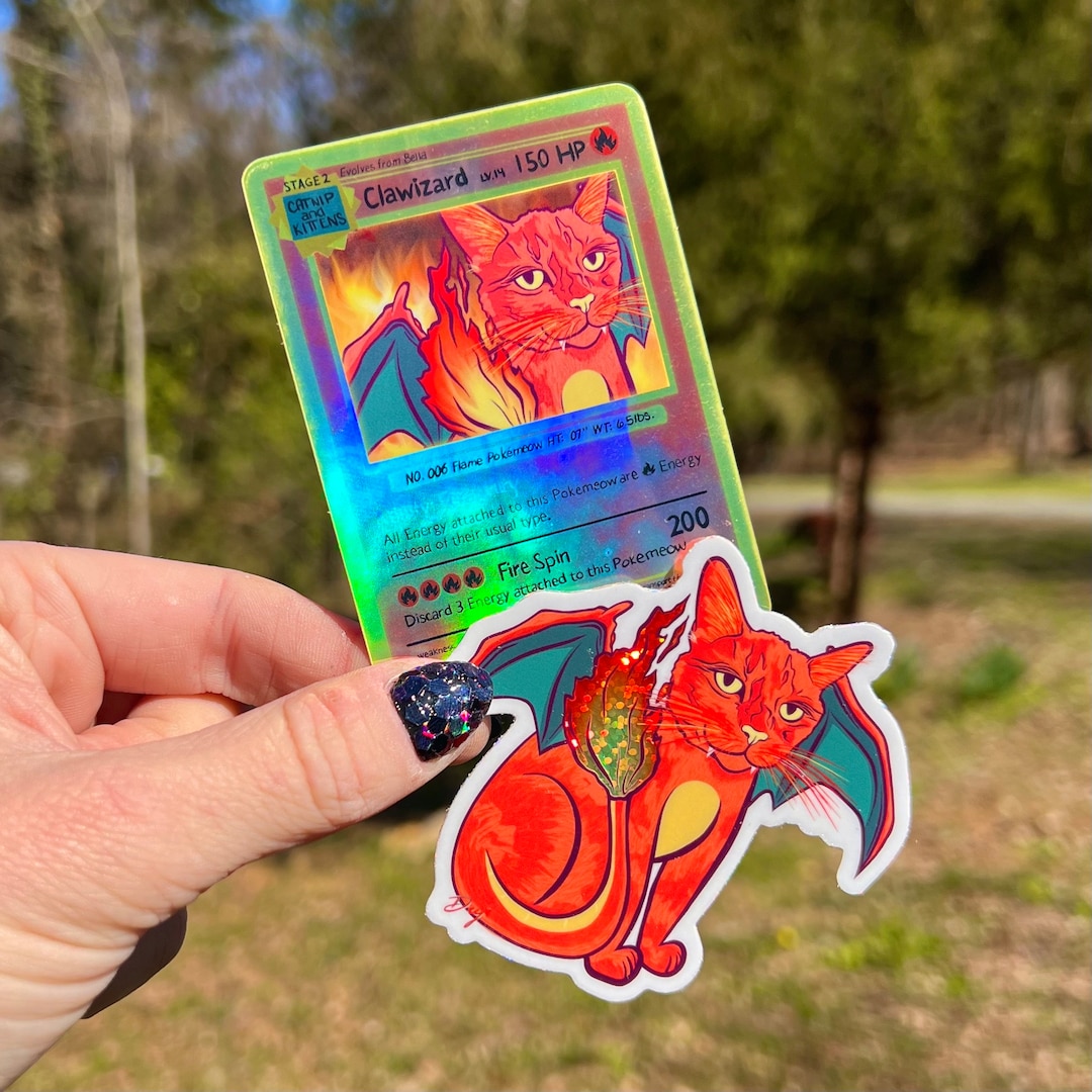 Pokemeow Holographic Cat Sticker Cat Illustration Catnip and Kittens ...
