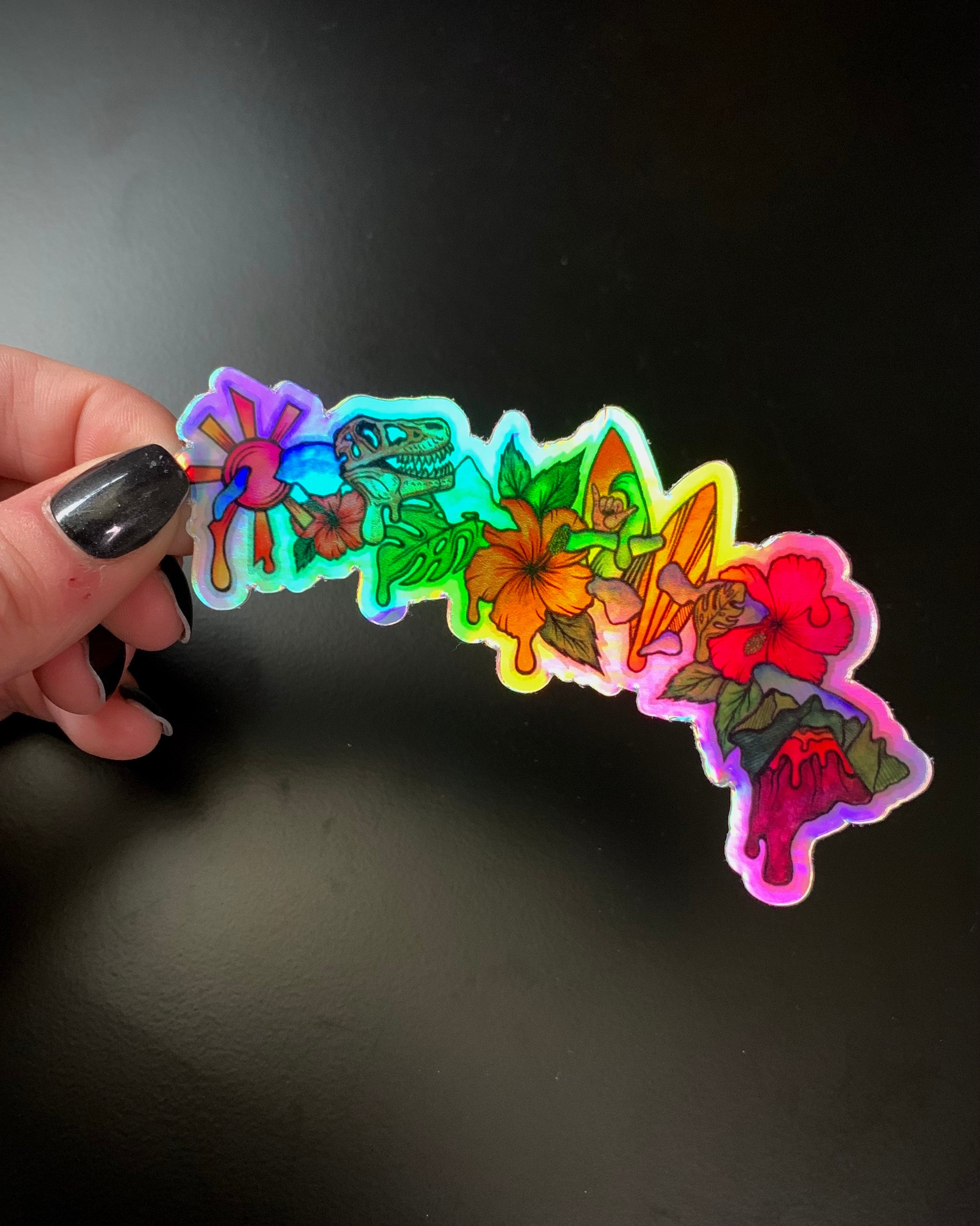 Hawaii Holographic Sticker HI Sticker Island Sticker | Etsy