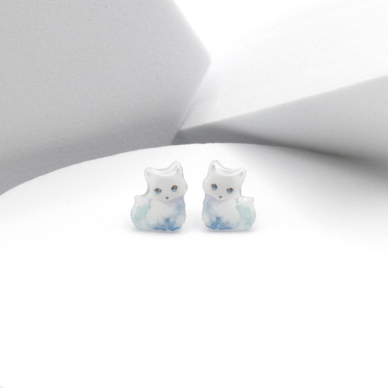 Blue Fox Stud Earrings - Etsy