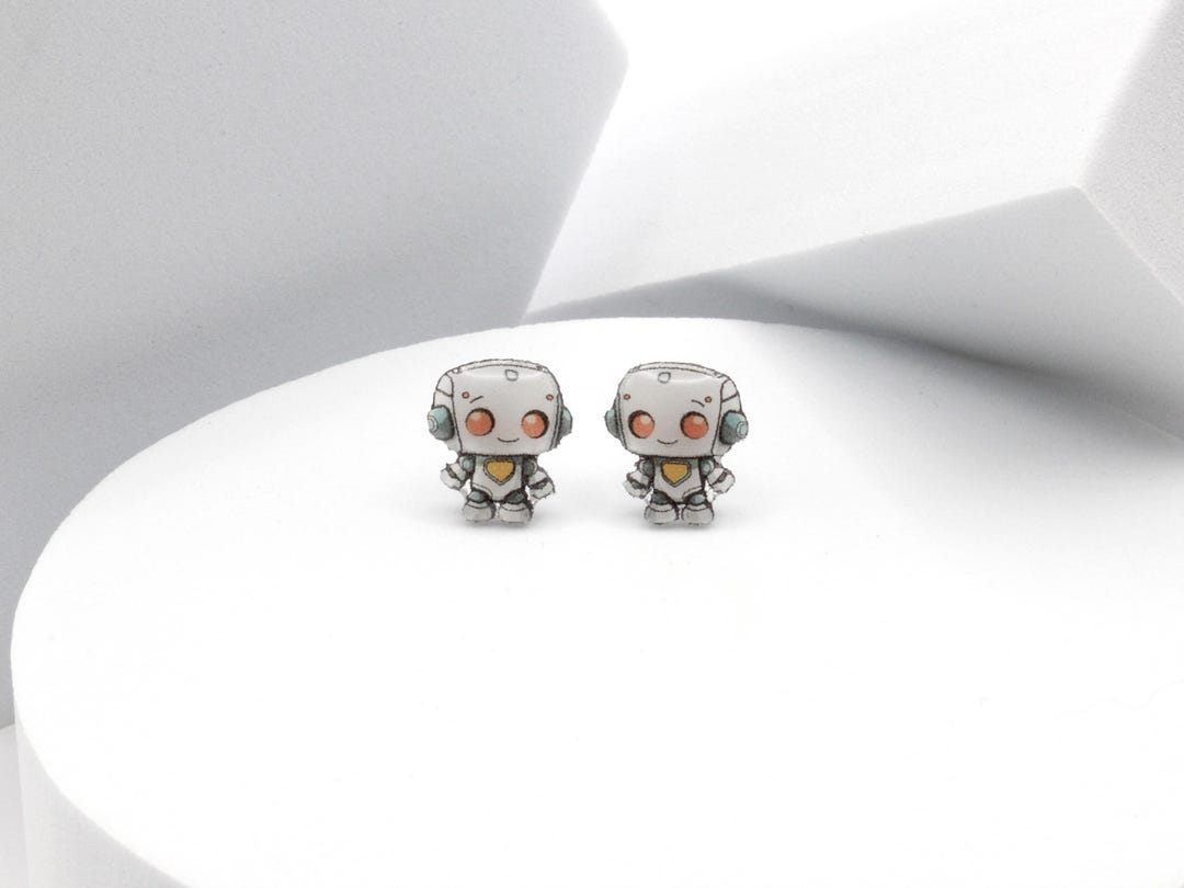 Robot Earrings, Tiny Sci-fi Bot Studs, Space Droid Tech Jewelry ...