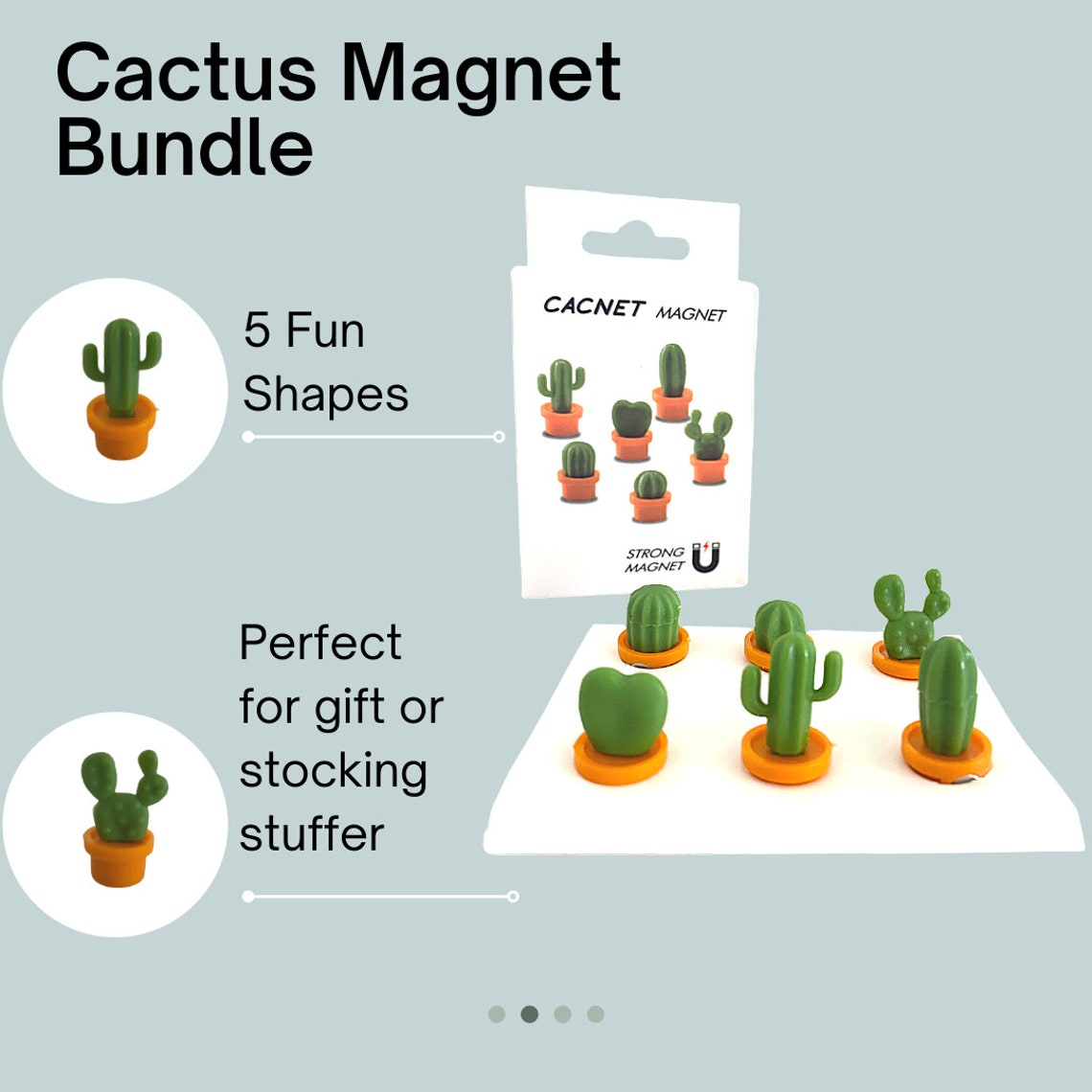 6 Cute Cactus Magnets, Cacti Magnets for Fridge, Plant Magnets, Cactus ...