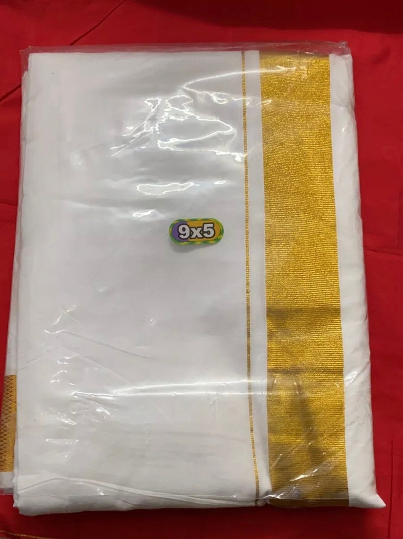 South Indian Ethnic Wear Mens Bollywood Wedding White Cotton 9x5 Dhoti ...
