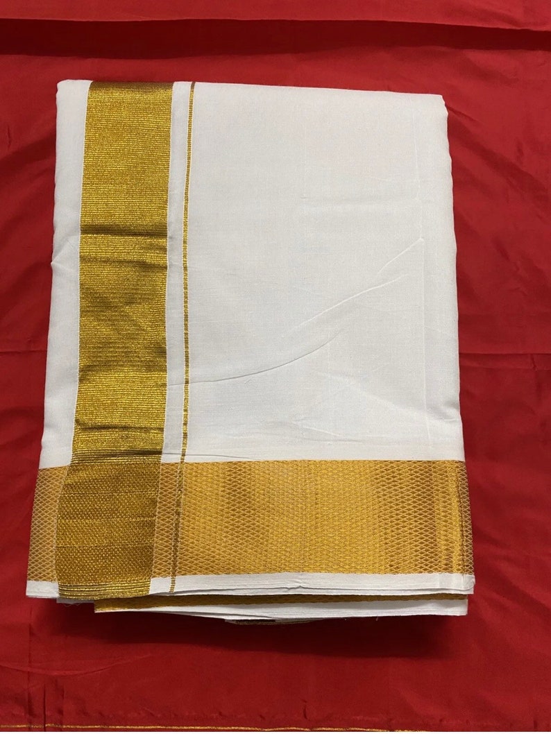 South Indian Ethnic Wear Mens Bollywood Wedding White Cotton 9x5 Dhoti ...
