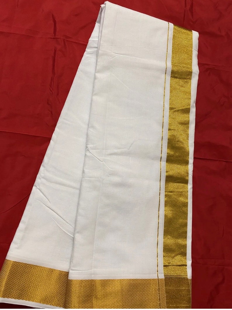 South Indian Ethnic Wear Mens Bollywood Wedding White Cotton 9x5 Dhoti ...