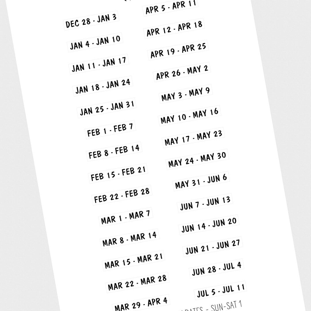 F4 Micro | SUN-SAT - 2026 Weekly Dates - Two Sheets - Transparent Micro ...