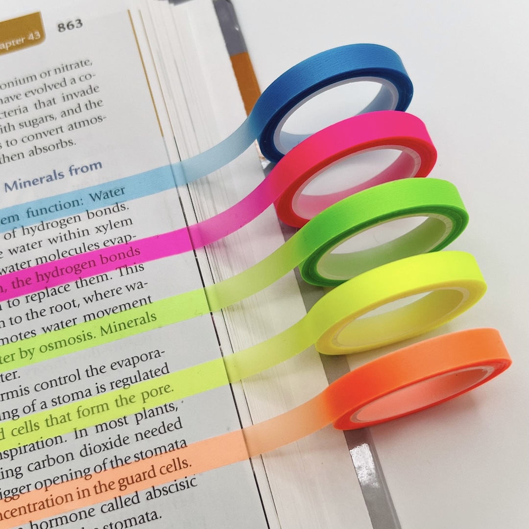 TWO SETS NEON Transparent Highlighter Tape 6mm Washi Tape - Etsy