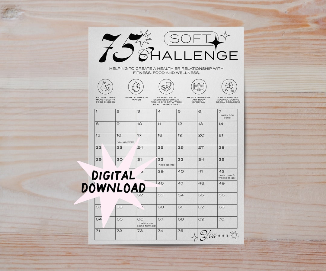 75 Soft Challenge Printable, 75 Soft Challenge Guide, 75 Soft Tracker ...