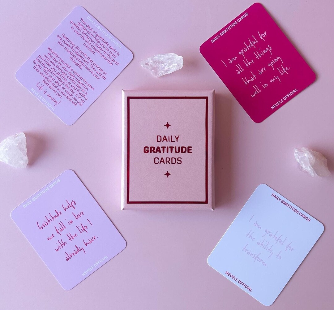 Mini Daily Gratitude Cards With 30 Cards, Glossy Cards of Encouragement ...