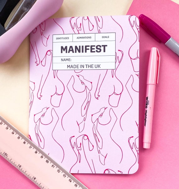 A5 Manifesting Journal 40 Pages Pink & Red Body Outline - Etsy