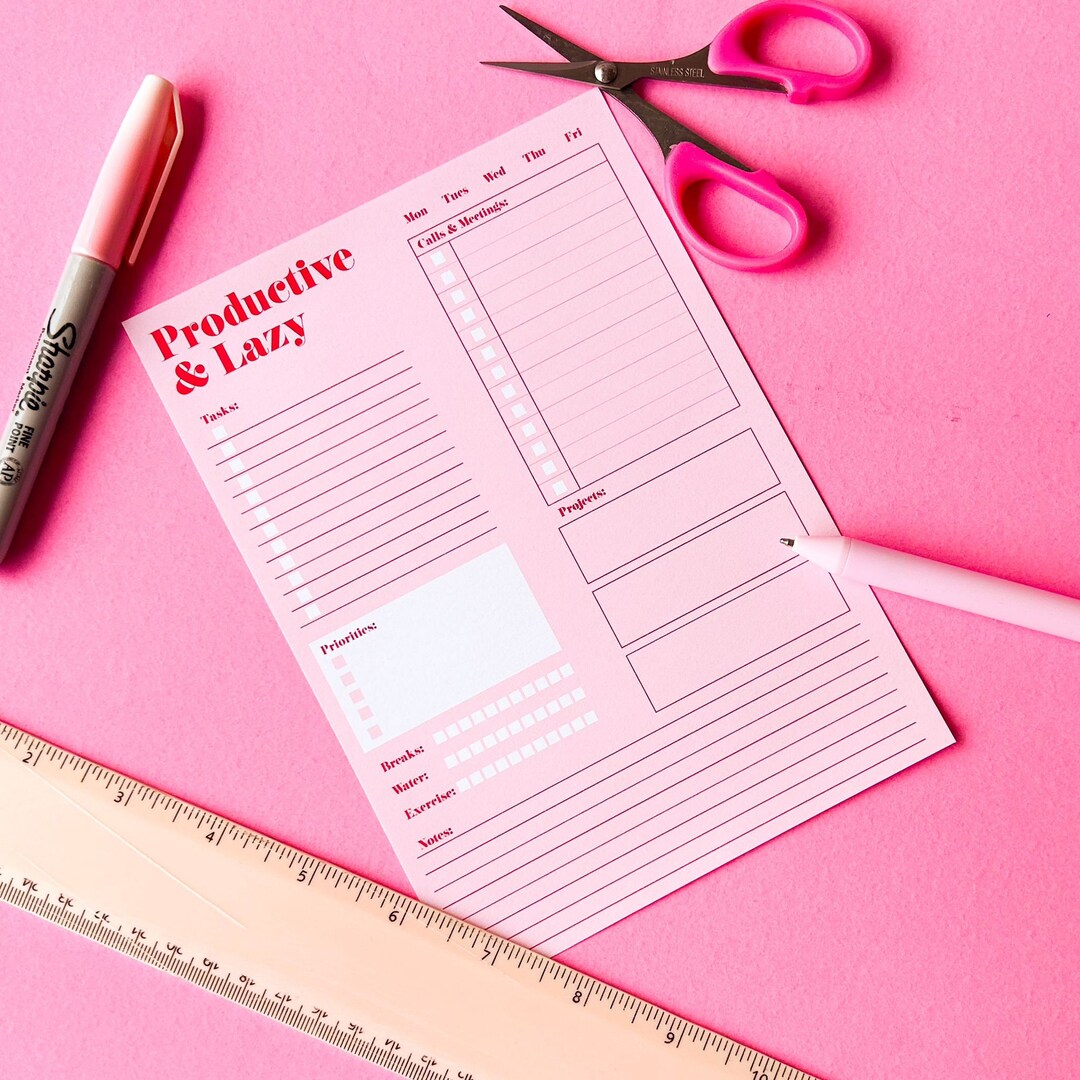 A5 or A4 Productive and Lazy Work From Home Daily Planner | WFH Notepad ...