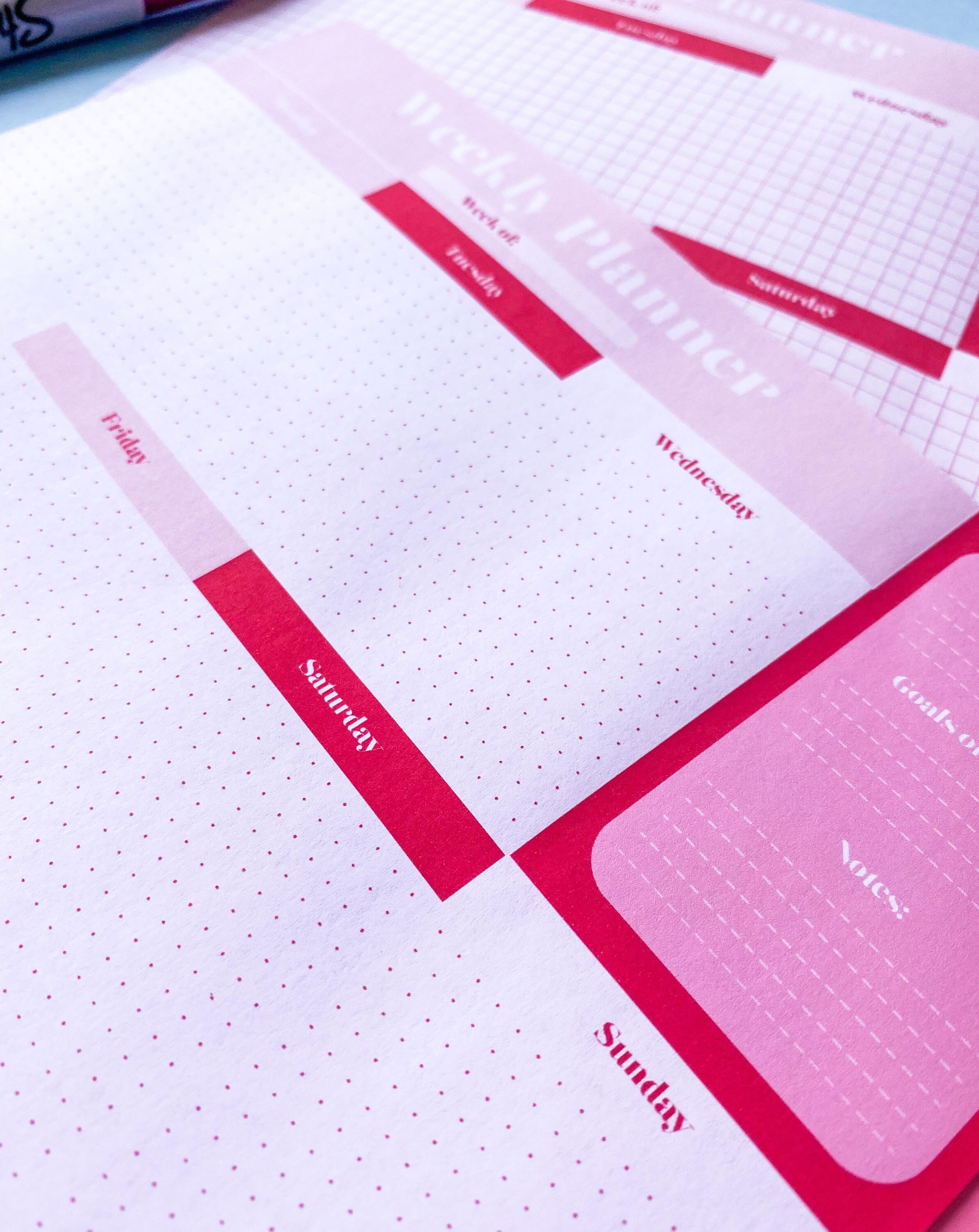 Weekly Planner A4 or A5 Pink & Red Planner 40 Pages | Etsy