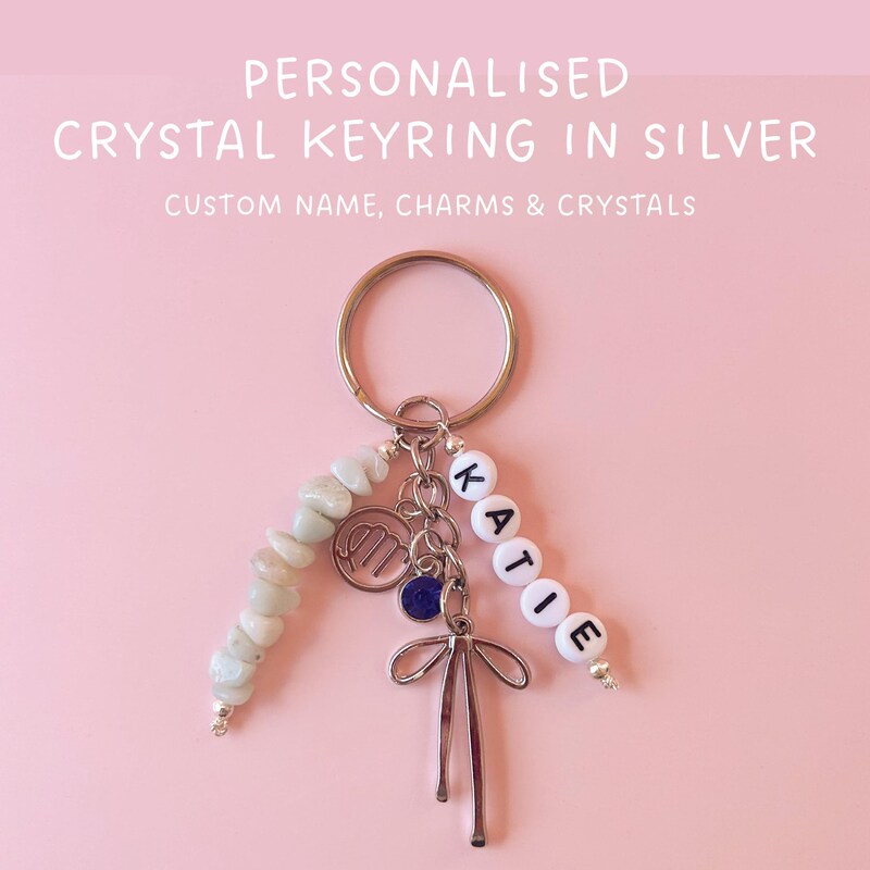 Beaded Key Ring Silver - Etsy UK