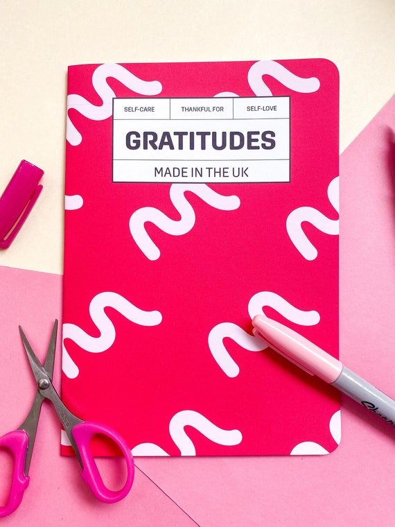 A5 Gratitude Journal Red Background With Pink Scribbles - Etsy