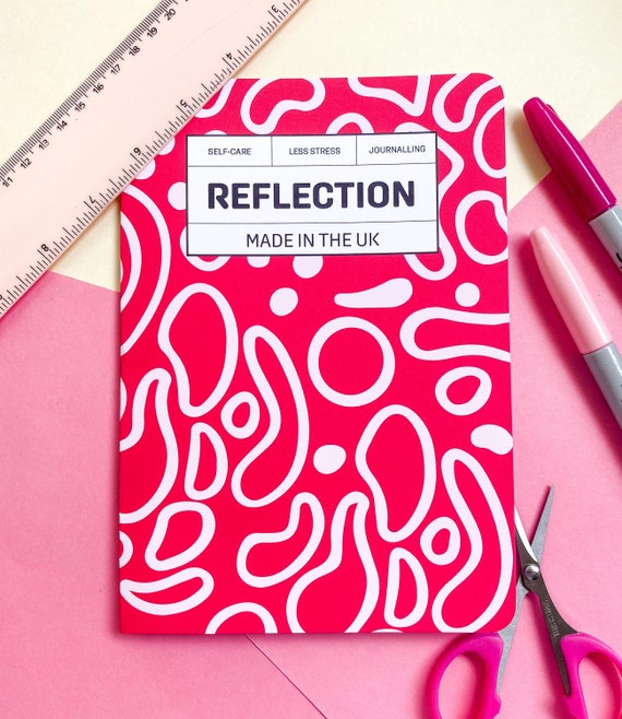 A5 Reflection Journal Red Background Pink Random Blobs - Etsy