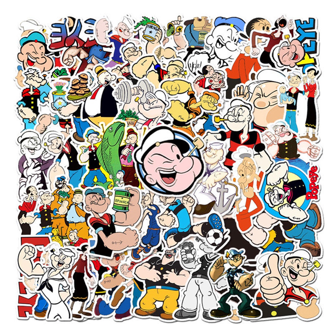 5 Popeye Vinyl Stickers for Water Bottles, Laptop Sticker, Planner ...