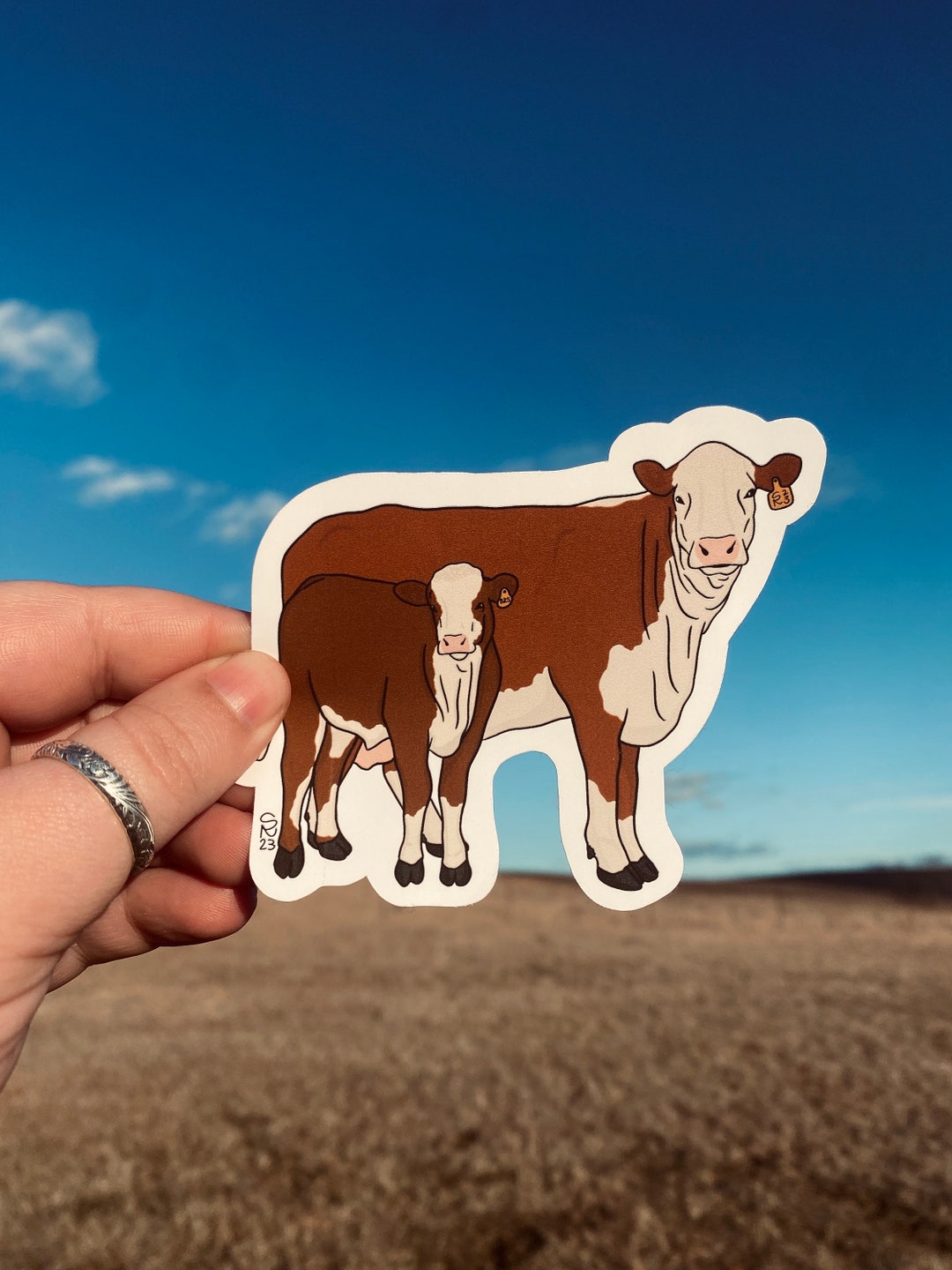 Hereford Cow and Calf Waterproof Sticker - Etsy