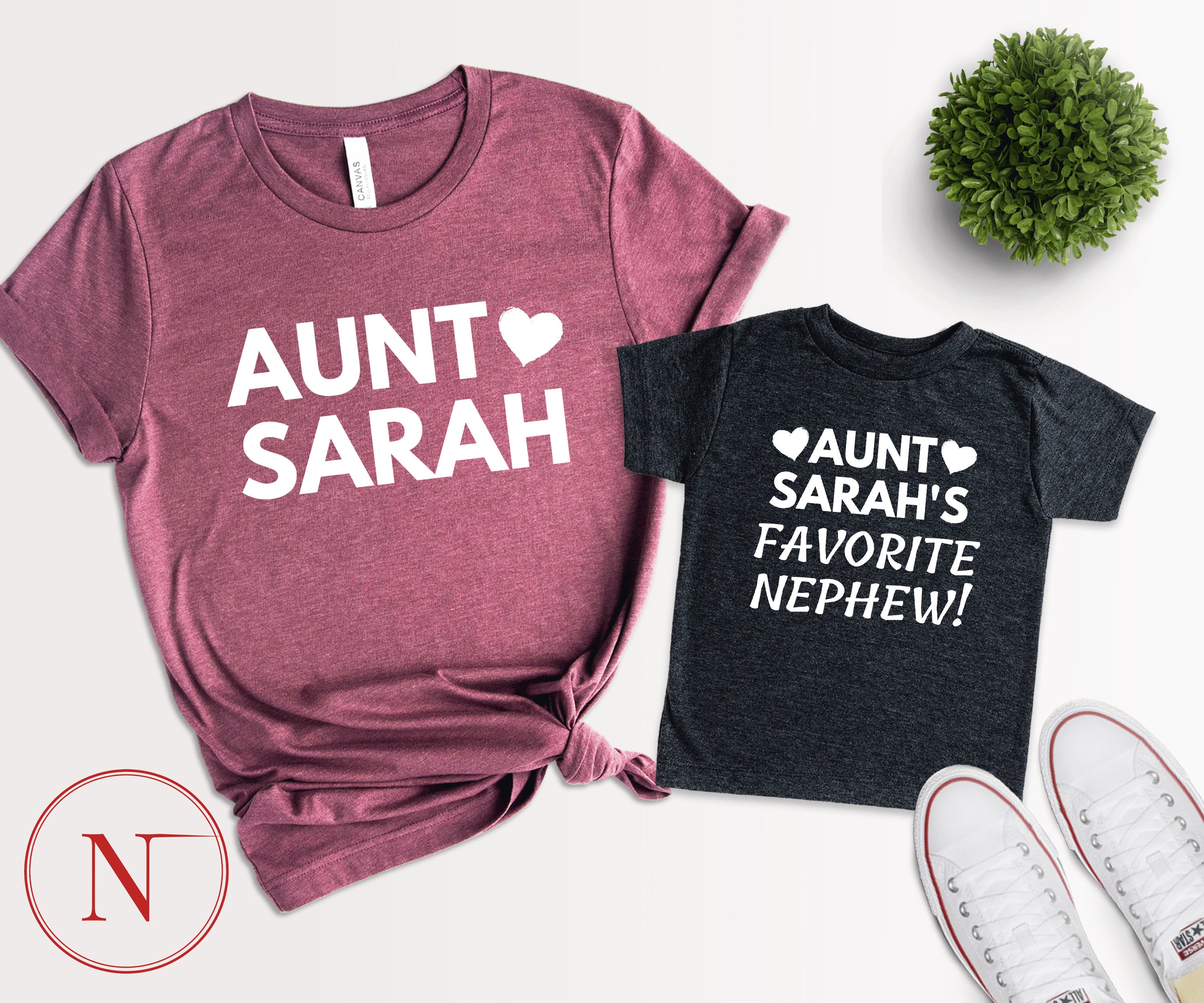 Aunt And Nephew Matching T Shirts Custom Named Auntie Shirt Etsy Uk