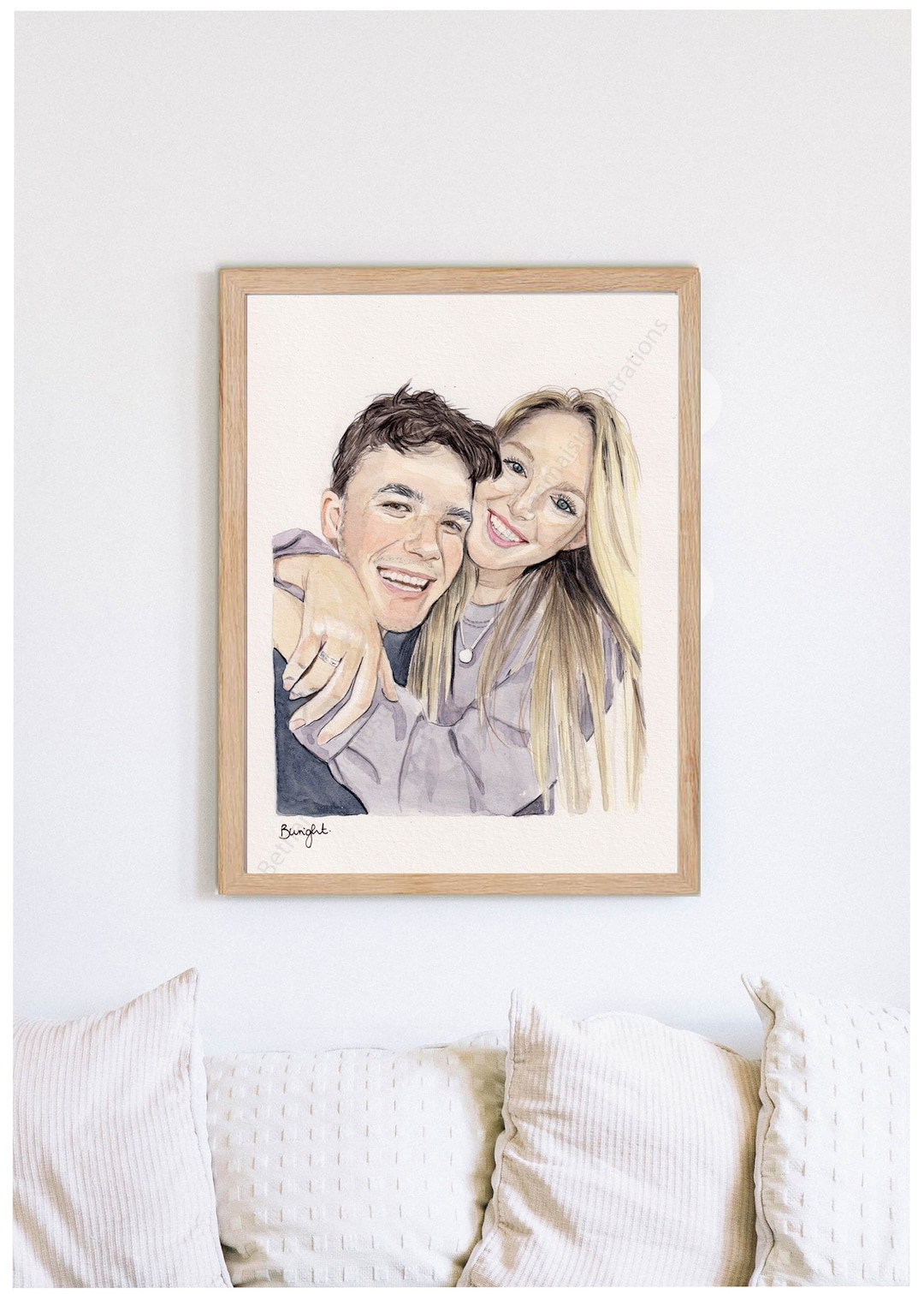 CUSTOM, TWO Person Portrait. Couple /friend or Family Portrait. Any ...