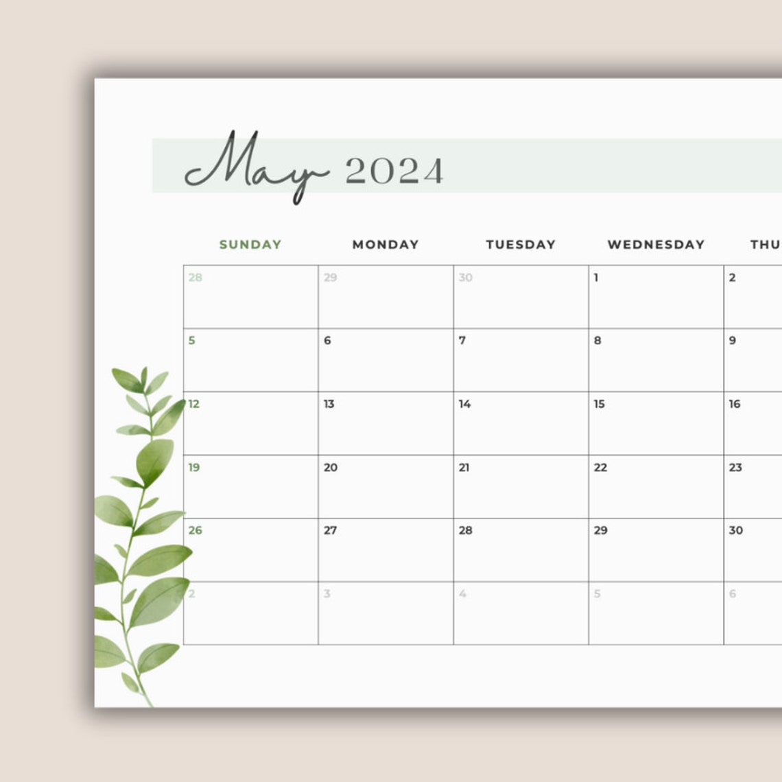 Digital Monthly Calendar 2024 Earthy - Etsy