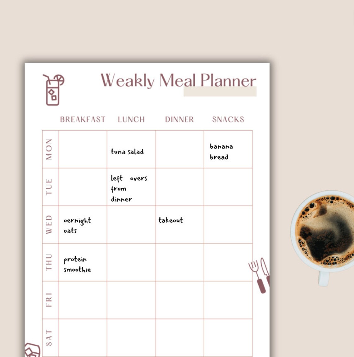 Digital Meal & Exercise Planner - Etsy