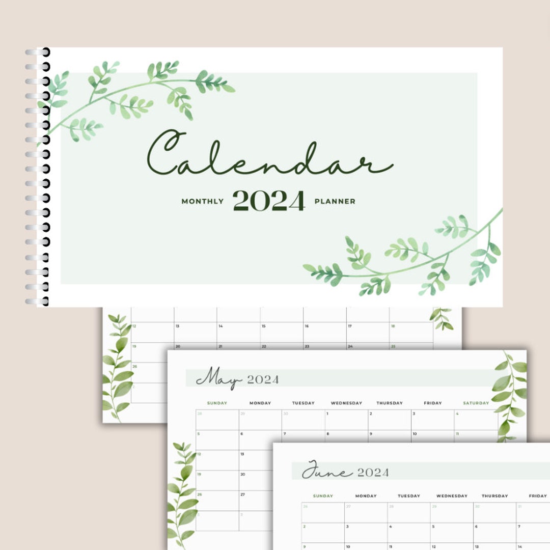 Digital Monthly Calendar 2024 Earthy - Etsy
