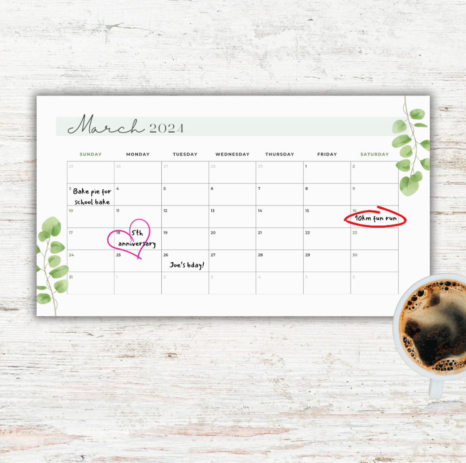 Digital Monthly Calendar 2024 Earthy - Etsy