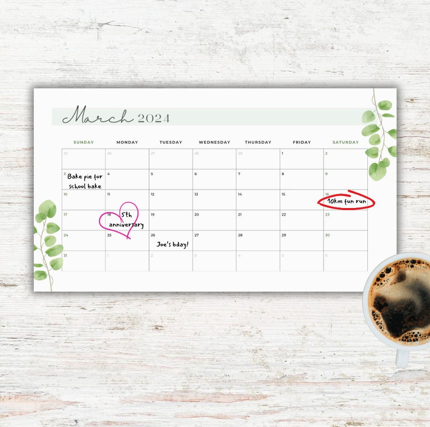 Digital Monthly Calendar 2024 Earthy - Etsy
