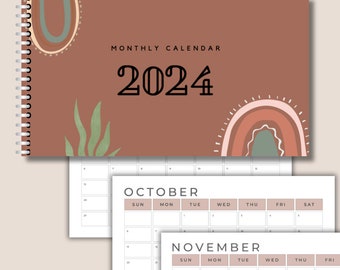 Digital Monthly Calendar 2024 Earthy - Etsy