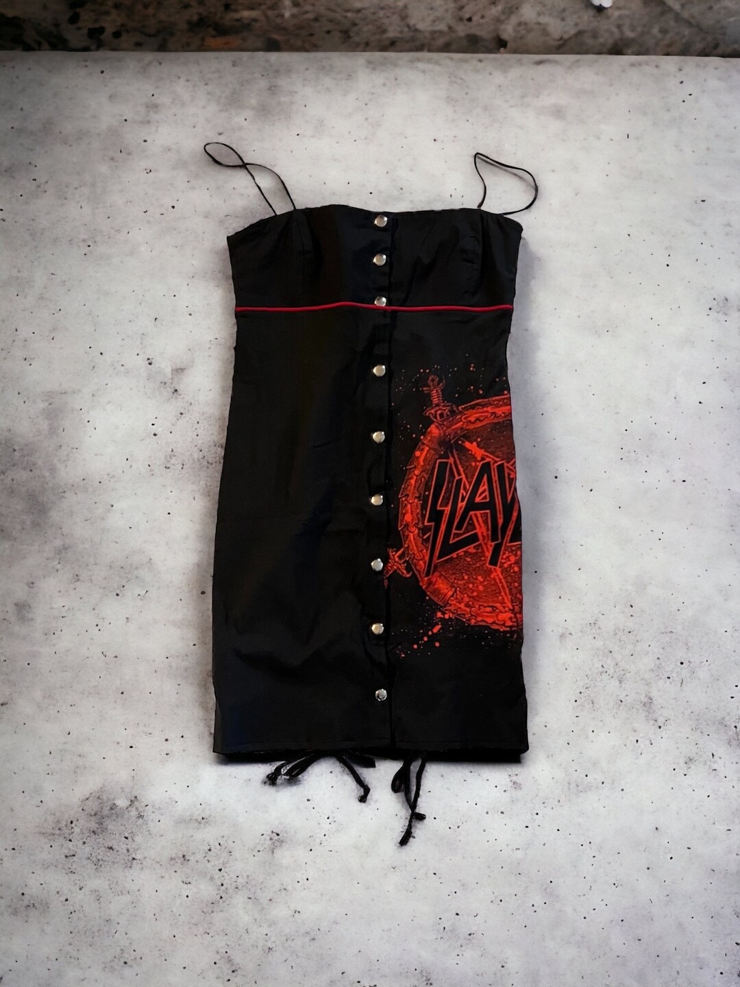 Slayer Handmade Upcycled Corset Dress Heavy Metal Goth Rocker Punk Size ...