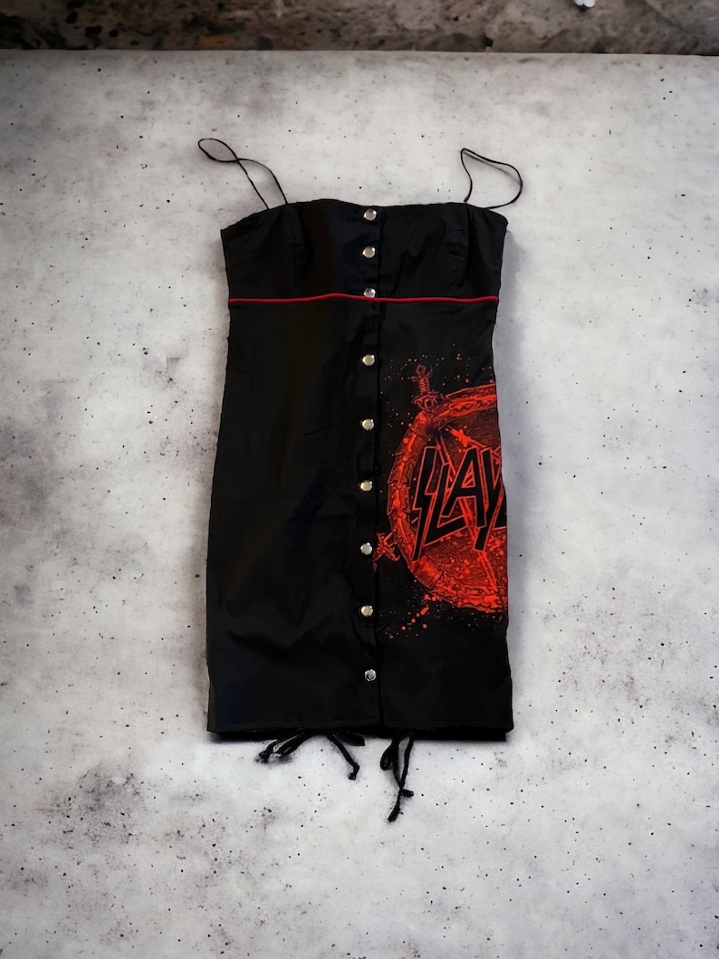 Slayer Handmade Upcycled Corset Dress Heavy Metal Goth Rocker Punk Size ...